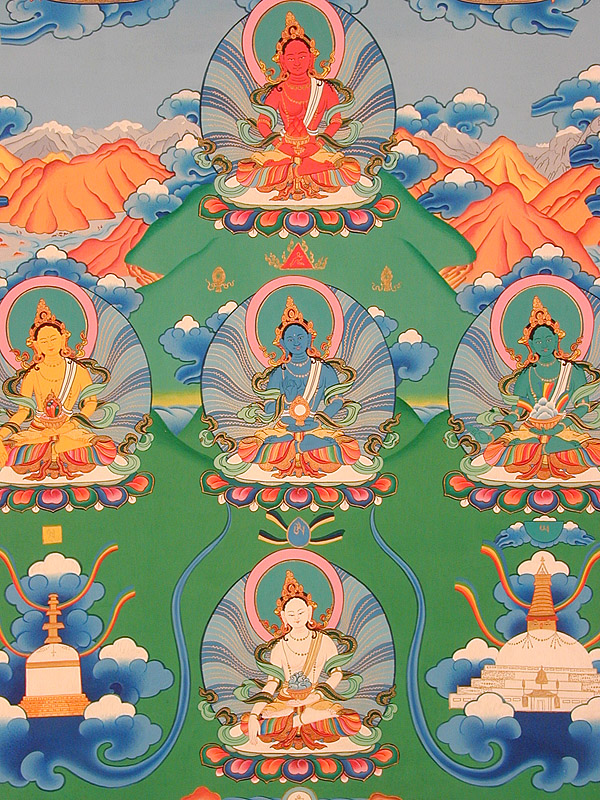 Five Female Buddhas, brocade - Tibet Shop - [dakinis]